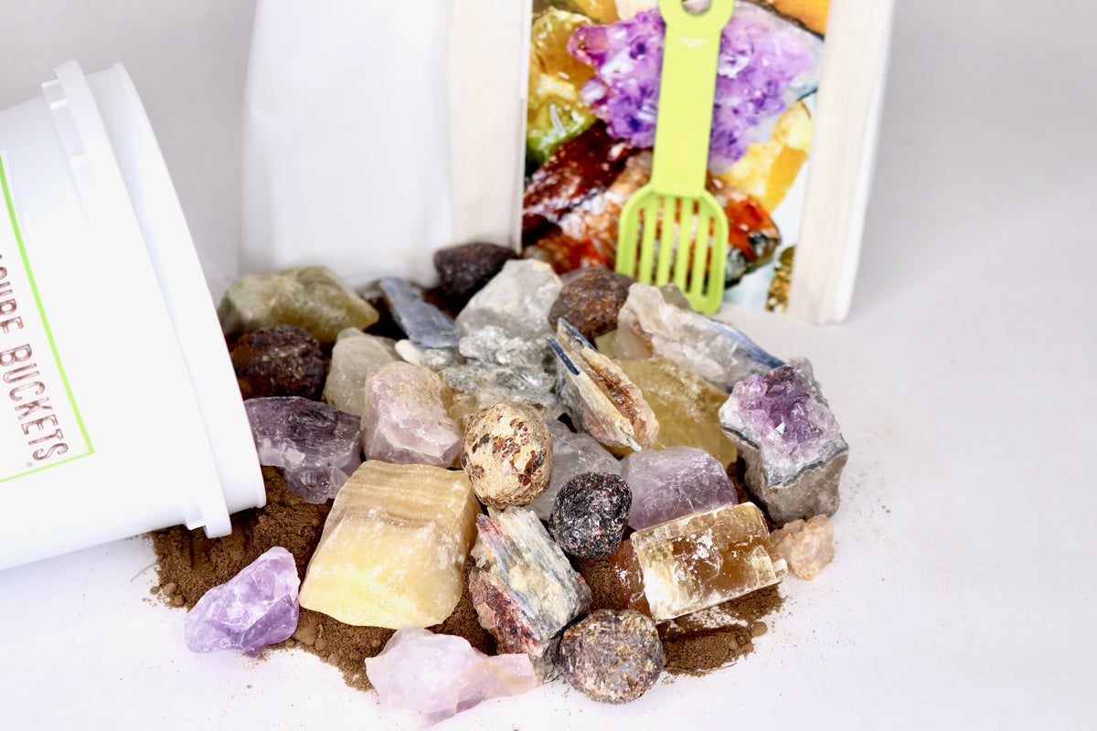 Mine Mania Quart Bucket Kit- Gem Mining - Amethyst, Calcite, Kyanite ...