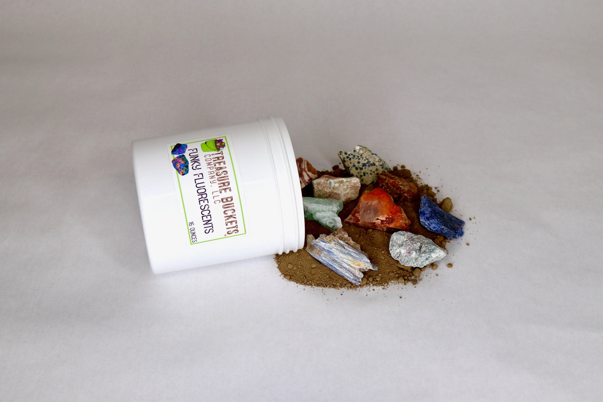 Funky Fluorescents 16 Ounce Gem Mining Bucket - UV Reactive Stones - J ...