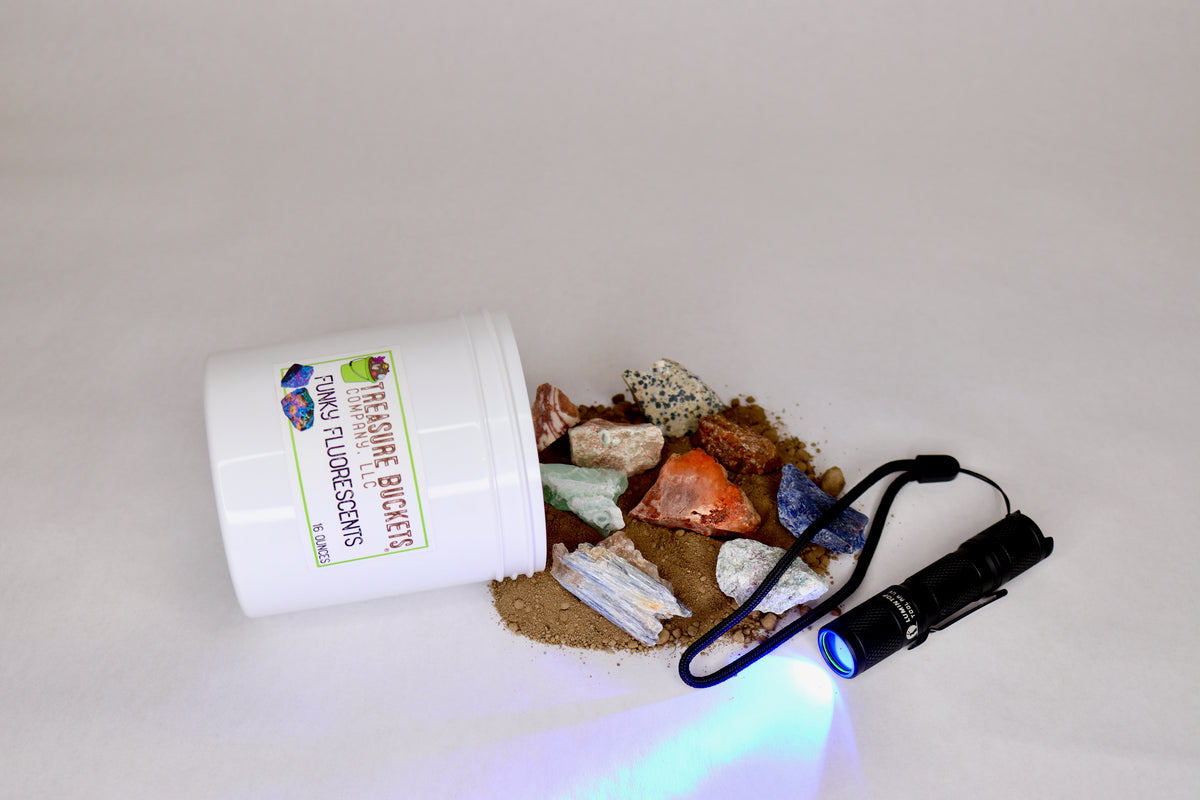 Funky Fluorescents 16 Ounce Gem Mining Bucket - UV Reactive Stones - J ...