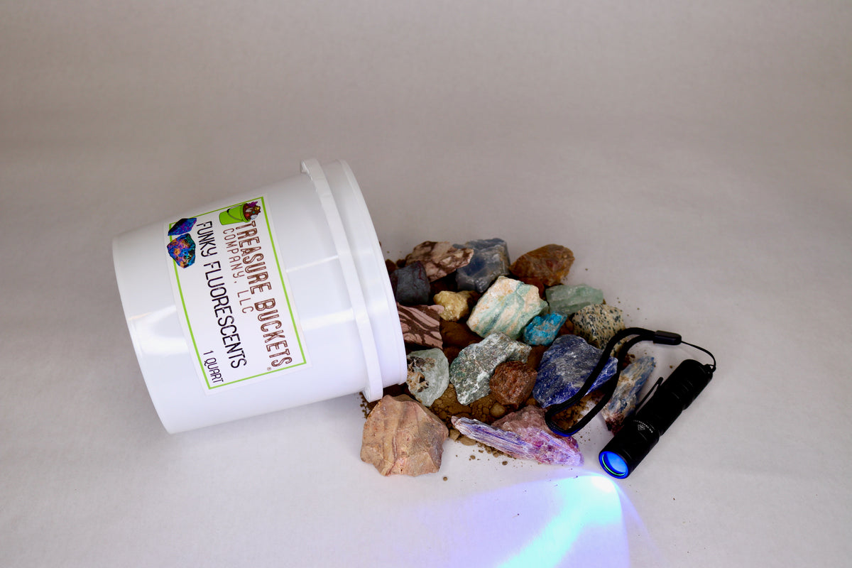 Funky Fluorescents Quart Gem Mining Bucket - UV Reactive Stones - Buck ...
